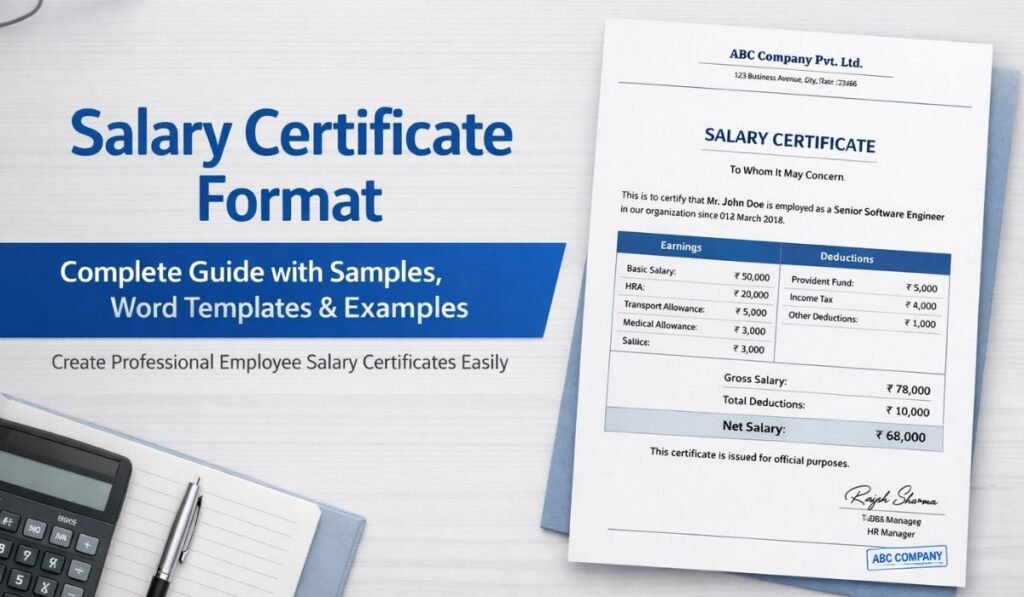 Salary Certificate Format: Complete Guide with Samples, Word Templates ...